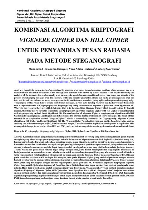 pdf kombinasi algoritma kriptografi vigenere cipher dan hill cipher untuk penyandian kombinasi