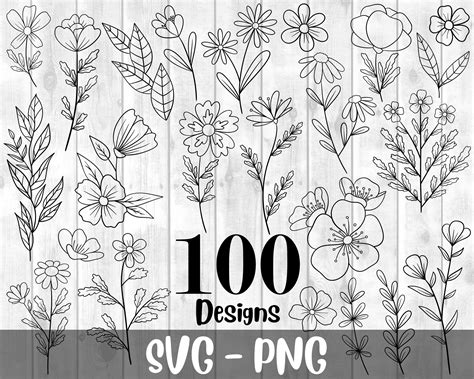 Wildflower Svg Flower Bundle Svg Flower Svg Flower Garden Etsy Canada