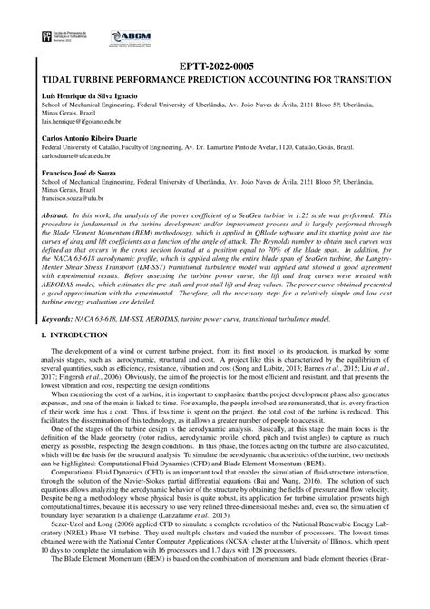 pdf tidal turbine performance prediction accounting for transition
