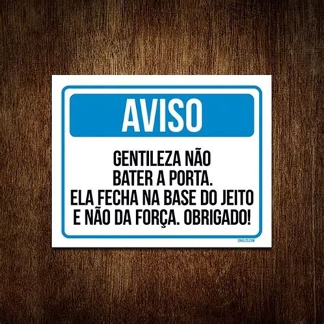Placa Aviso Gentileza Não Bater A Porta 18x23 MercadoLivre