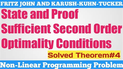 5 sufficient second order optimality conditions fj and kkt condition complete concept youtube