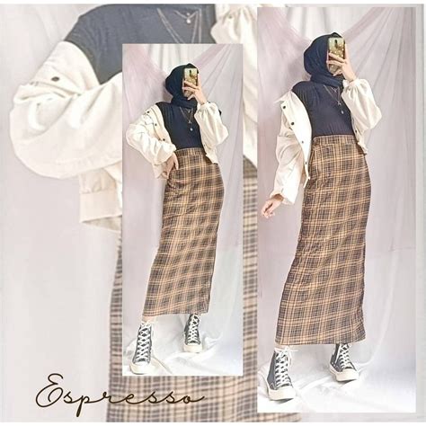 Jual Rok Tartan Span Panjang Korean Skirt Rok Span Kotak Kotak Rok