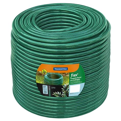 Mangueira trançada verde 1 2 200m para jardim Tramontina