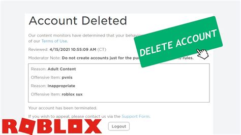 HOW TO DELETE YOUR ROBLOX ACCOUNT WORKING 2021 YouTube