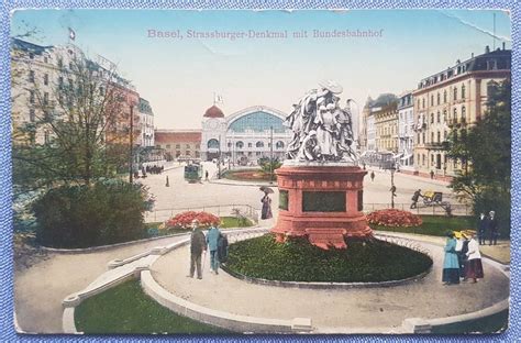 Basel Strassburger Denkmal Mit Bundesbahnhof 1916 Kaufen Auf Ricardo