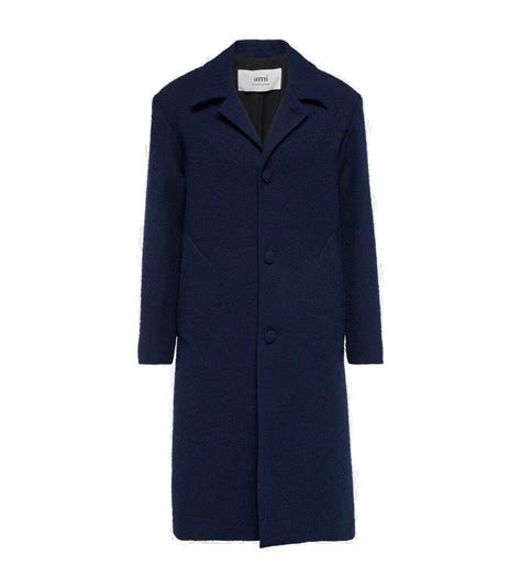Ami Paris Single Breasted Wool Blend Coat AMI