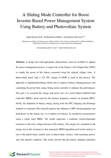 pdf a sliding mode controller for boost inverter based power management system using battery