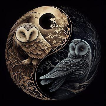 Sticker For Sale Avec L Uvre Yin And Yang Owl De L Artiste