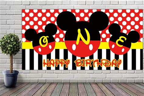Mickey Backdrop Mickey 1st Birthday Backdrop Mickey Birthday Party