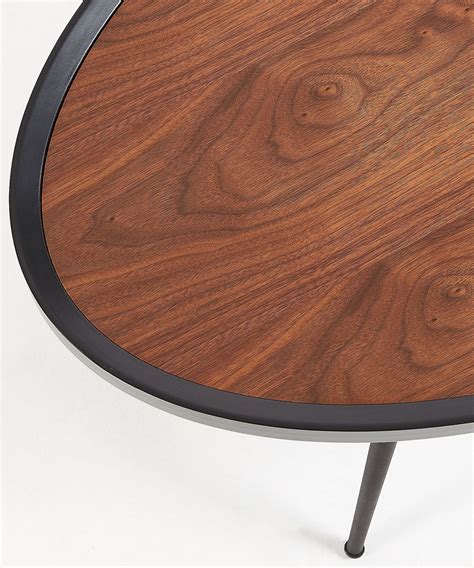 Stolik kawowy owalny z MDF brązowy nogi metalowe czarne 102x56 cm Kave