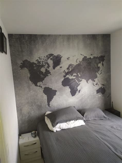 Painel Fotográfico Adesivo Mapa Mundi Cimento Queimado Elo7