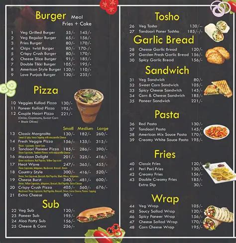 Menu Of Crispy Crush Cafe Nabha Patiala