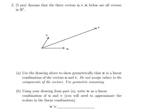 Solved 5 Pts Assume That The Three Vectors U V W Below Chegg