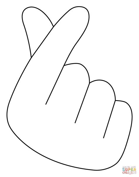 Dibujo De Emoji De Mano Con Dedo Ndice Y Pulgar Cruzado Para Colorear