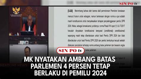 Mk Nyatakan Ambang Batas Parlemen Persen Tetap Berlaku Di Pemilu