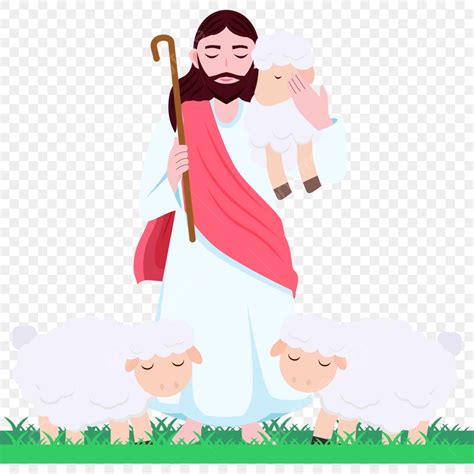 Shepherd Sheep Vector PNG Images Gembala Baik Yesus And Sheep Good