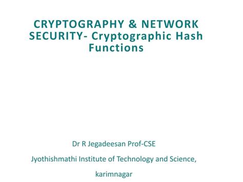 cryptography and network security cryptographic hash functions ppt