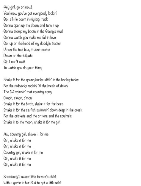 Country Girl Shake It For Me By Luke Bryan Notability Gallery