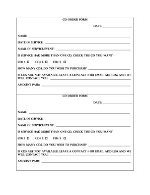 Fillable Online CD Order Form Pdf Razorplanet Fax Email Print PdfFiller