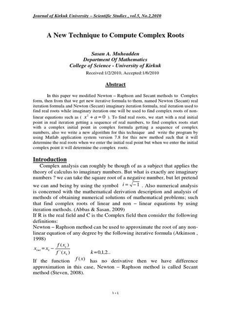 numrical methods or finding complex roots pdf numerical analysis complex number