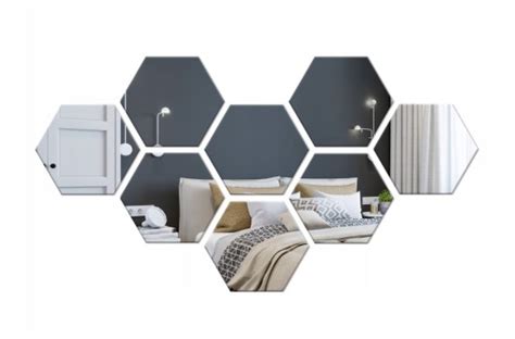 LUSTRO samoprzylepne HEXAGON naklejka DUŻE 8 szt LUSTERKO Cena