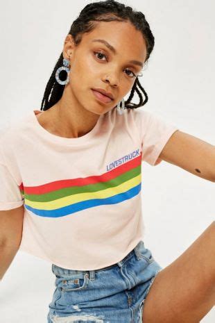 Topshop T Shirt Arc En Ciel Love Struck