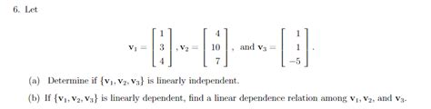 solved a determine if {v1 v2 v3} is linearly