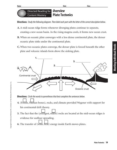 Plate Tectonics Diagram Worksheet Answer Key Printable Word Searches