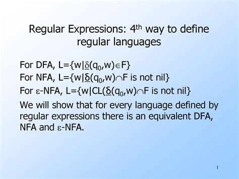regular expressions 4th way to define regular languages ppt download
