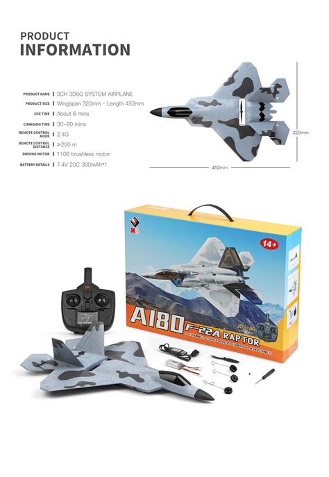 XK A180 F22 Raptor 320mm Wingspan 2 4GHz 3CH 3D 6G Mode Switchable 3