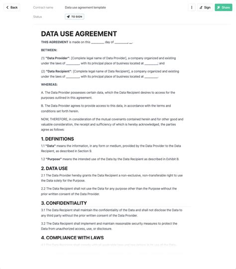 Data Use Agreement Template Free To Use