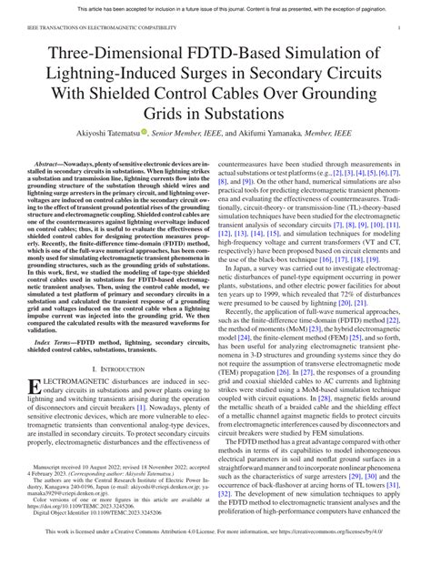 pdf three dimensional fdtd based simulation of lightning induced surges in secondary circuits