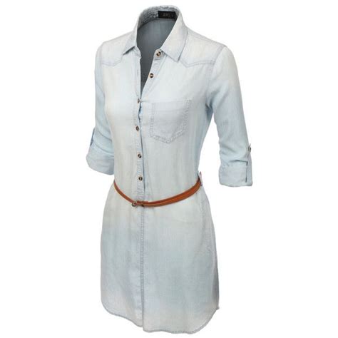 LE3NO Womens Long Sleeve Chambray Tencel Dress 33 Liked On Polyvore