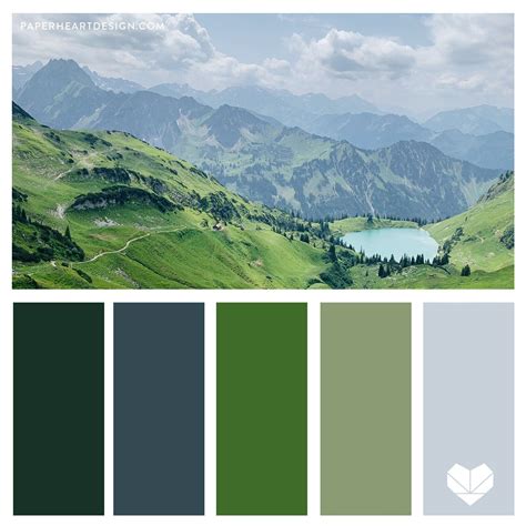 Color Palette Mountains Majesty Paper Heart Design Green Colour