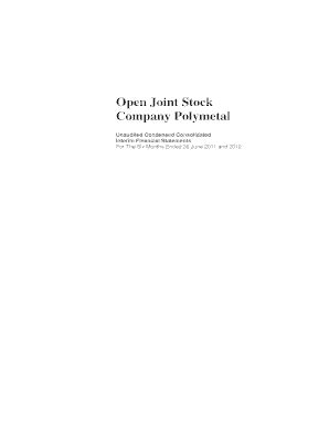 Fillable Online Unaudited Condensed Consolidated Fax Email Print