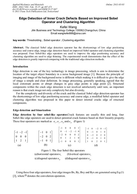 edge detection of inner crack defects based on improved sobel operator and clustering algorithm