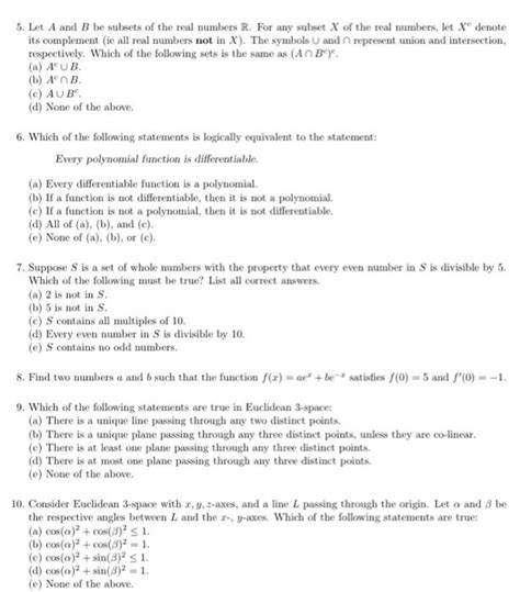 solved 5 let a and b be subsets of the real numbers r for