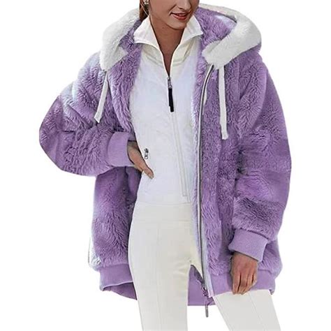 Veste Polaire Femme Fille Chaude Sweats Manteau à Capuche Zippé Laine