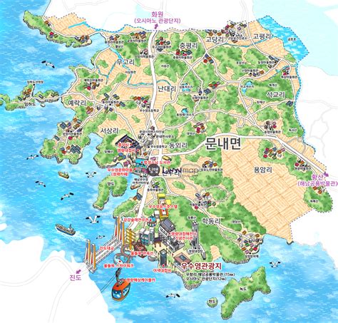 우수영관광지도 해남 문내면 리플렛 포트폴리오 그림지도 림맵 LimnMap