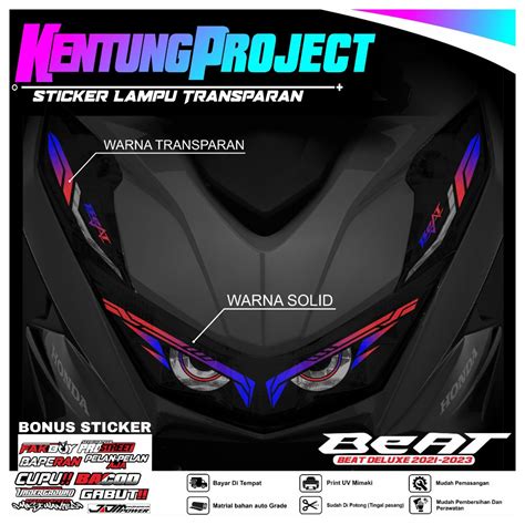 Jual Striping Sticker Variasi Lampu Beat Deluxe Uv Transparan Viral