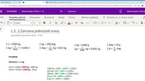 Klasa5 Zamiana Jednostek Masy YouTube