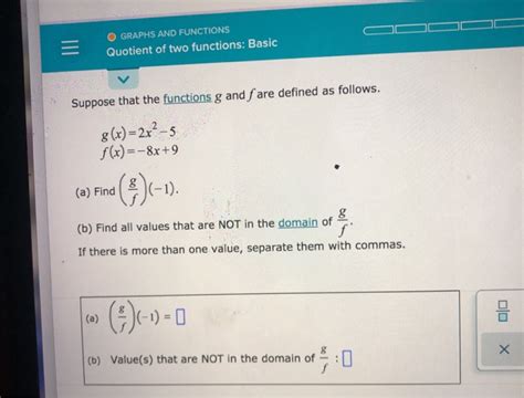 solved graphs and functions quotient of two functions basic