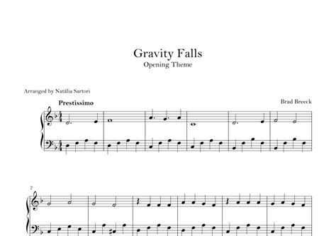 Gravity Falls Main Theme Arr Nat Lia Sartori Sheet Music Brad