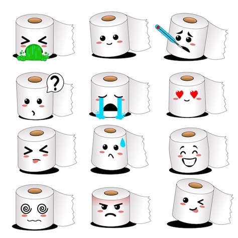 Conjunto De Emoji De Papel Vetor Premium
