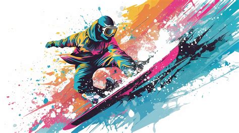 Buntes Gemälde Mit Einer Person Beim Snowboarden Snowboardbild Zum