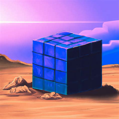 Big Blue Cube Partially Buried In The Sand Outrun OpenArt