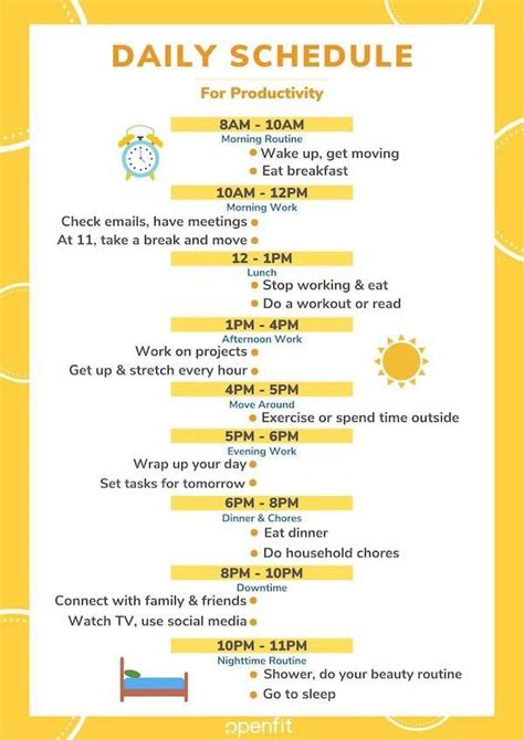 Daily Routine Schedule Day Schedule Routine Work Daily Schedule
