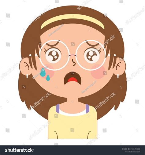 Girl Crying Face Cartoon Cute Stock Vector Royalty Free 2180453661