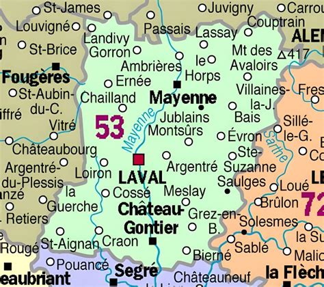 Carte Des Principales Communes De La Mayenne