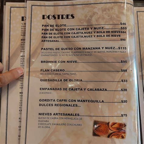 Carta De Restaurante Capri Allende